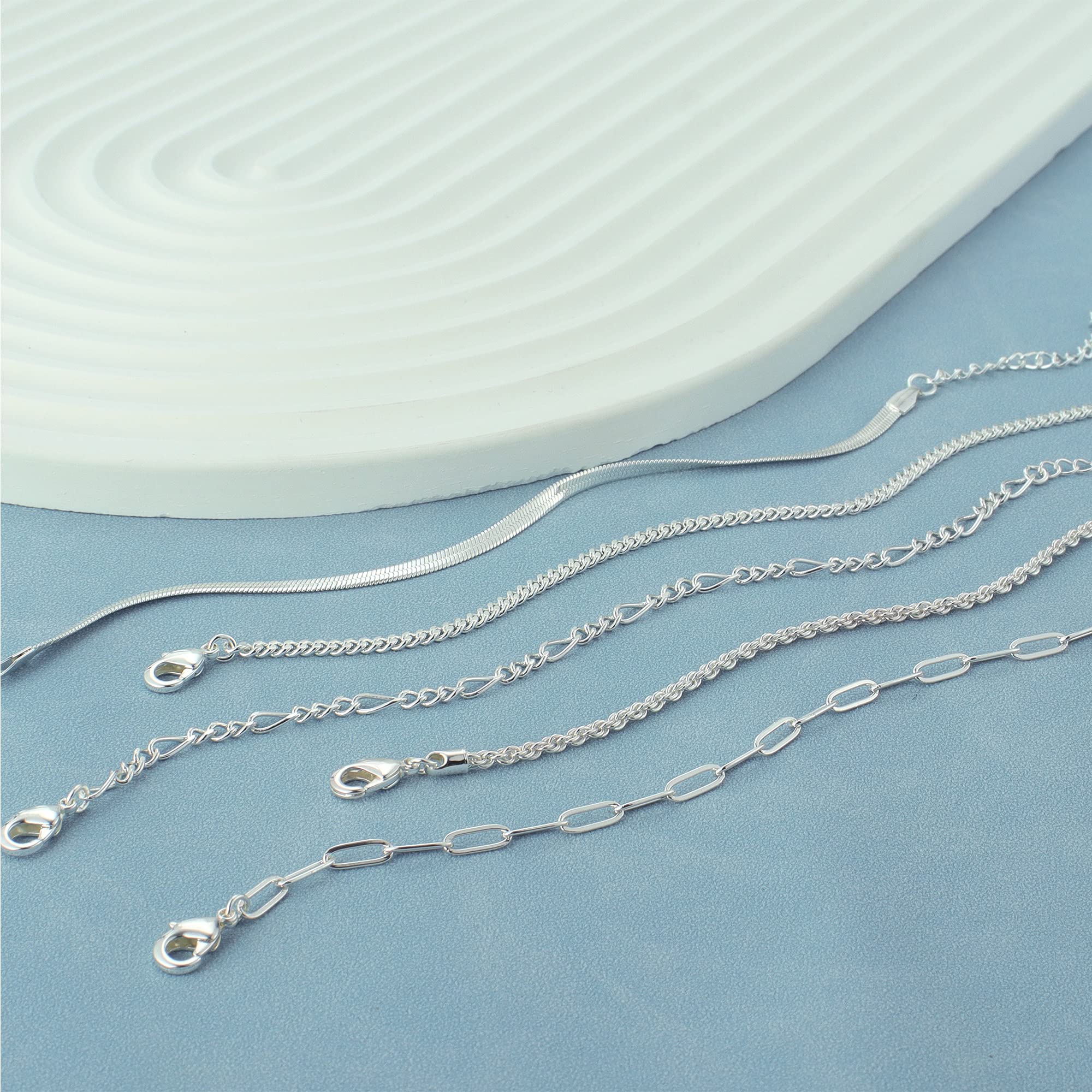 AOZEL Ankle Bracelets for Women, 925 Sterling Silver Plated Anklets Bracelet for Women Waterproof Cuban Link Chain Anklet Non Tarnish