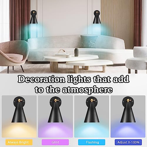 Battery Operated Wall Sconce, Wireless Wall Lights Set of 2, 13 RGB Colors Dimmable Battery Powered Wall Lamp Fixture with Remote Control, Memory Function, Auto Timer for Bedroom, Living Room, Hallway