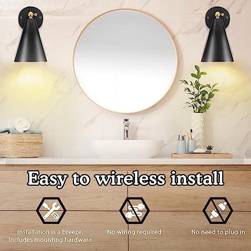 Battery Operated Wall Sconce, Wireless Wall Lights Set of 2, 13 RGB Colors Dimmable Battery Powered Wall Lamp Fixture with Remote Control, Memory Function, Auto Timer for Bedroom, Living Room, Hallway