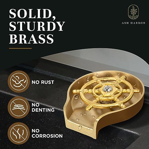 Solid Brass Glass Rinser for Kitchen Sink – Efficient, High-Pressure Cup Washer for Sink attachment – No Rust – 5 In. Wide Glass Cup Cleaner for Sink with all Glass Washer Install Parts by Ash Harbor