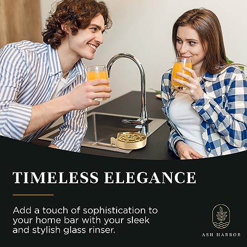 Solid Brass Glass Rinser for Kitchen Sink – Efficient, High-Pressure Cup Washer for Sink attachment – No Rust – 5 In. Wide Glass Cup Cleaner for Sink with all Glass Washer Install Parts by Ash Harbor