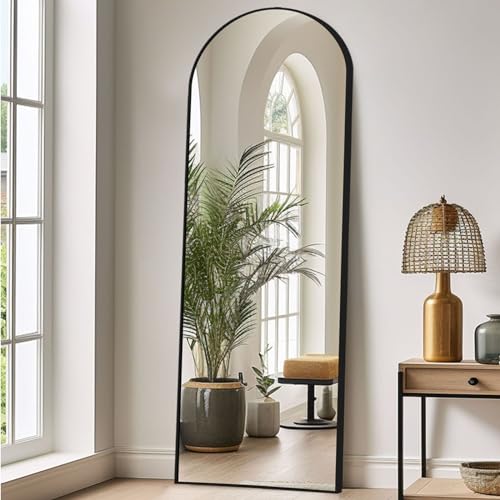 Anpark Black Arched Mirror Full Length with Stand 21" x 64" Large Full Body Dressing Mirror for Wall Standing Floor Mirror for Bedroom Wall Mounted Mirror for Living Room Home Decor