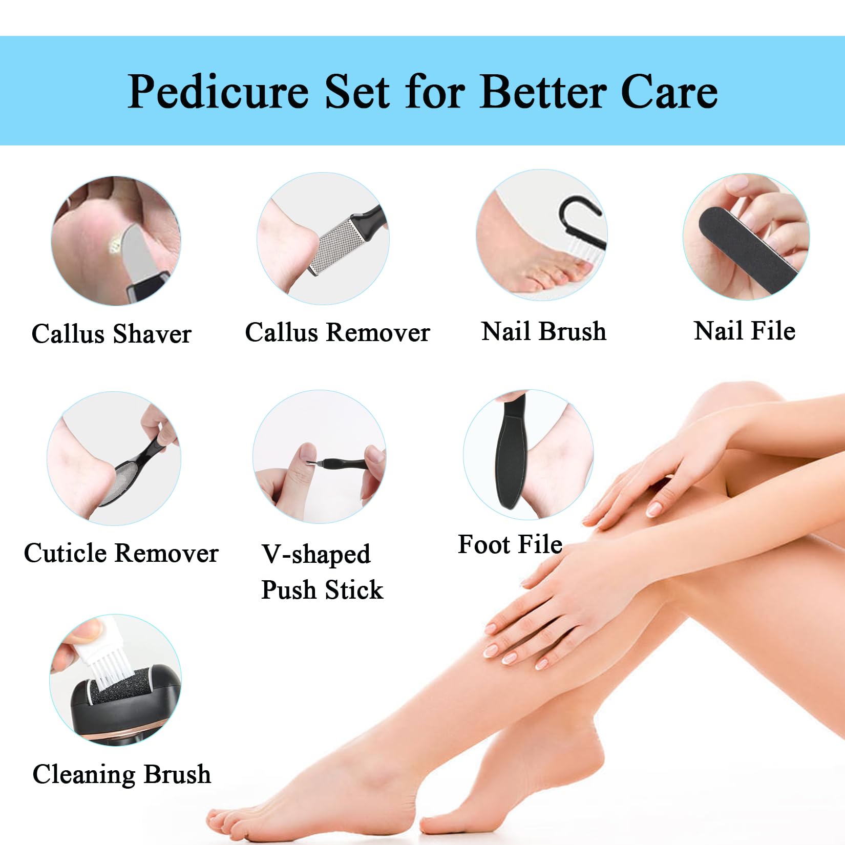 Callus Remover for Feet, 13-in-1 Professional Pedicure Tools Foot Care Kit, Foot Scrubber Electric Feet File Pedi for Hard Cracked Dry Dead Skin, 3 Rollers, 2 Speed, Battery Display (Black)