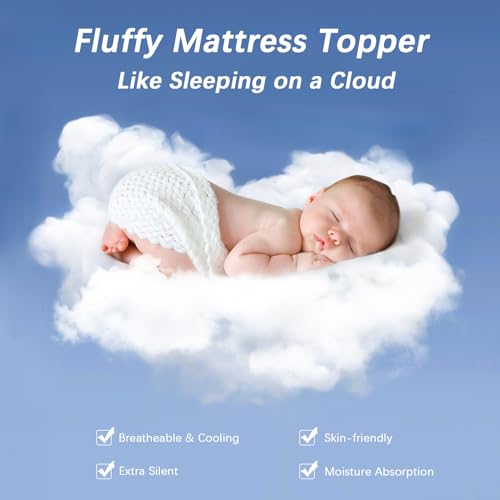 CYMULA Super Queen Cooling Mattress Topper, Extra Thick 8-21 Inch Elasticated Deep Pocket, Plush Down Alternative Fill, White