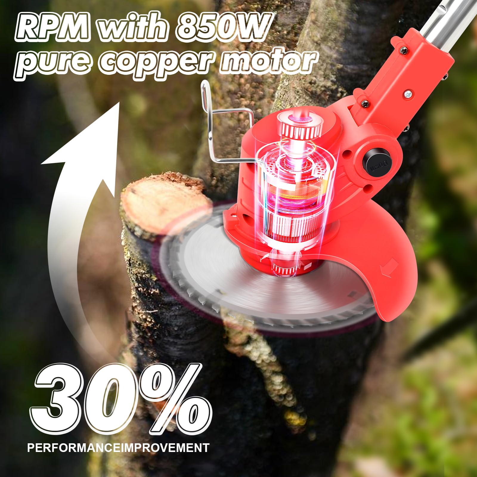 Tree.Nb Weed Trimmer with Battery Powered,3 in 1 Cordless Mower, 2 X 2.0ah Battery Operated Wheel, Mower Suitable for Garden and Yard