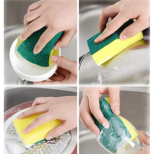 Kitchen Cleaning Sponges Scrub Sponges Cleaning Scrub Sponges for Kitchen Double Cleaning Cloth Dish Sponges for Washing Dishes Sponges for Cleaning Scrub Sponge for Dishes,Pots,Pans (Yellow)