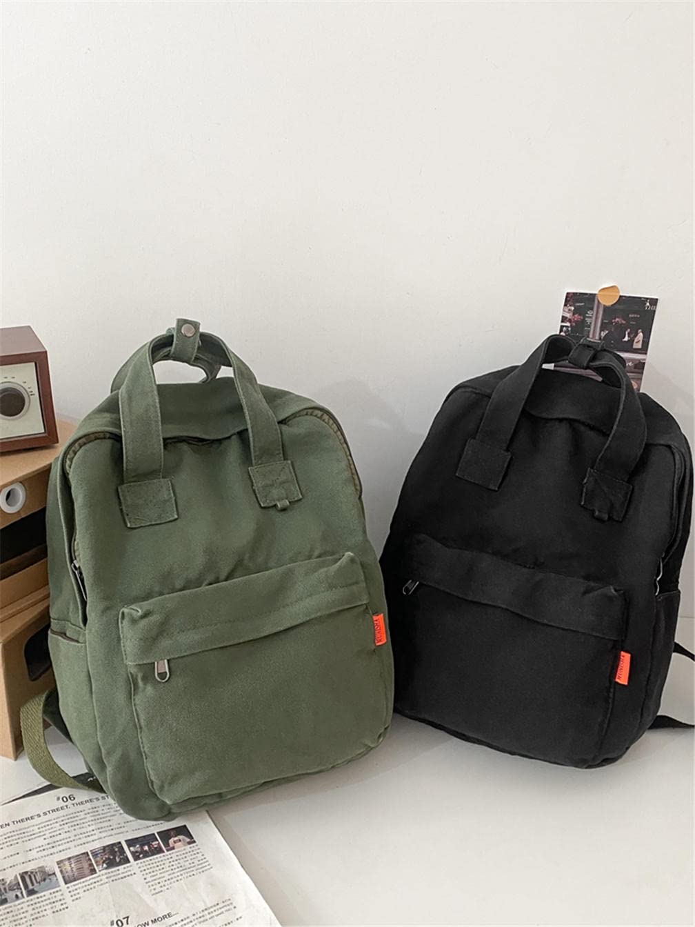 MaxxCloud Vintage Canvas Backpack Daypack Tote Satchel Hiking Knapsack Travel Backpack Handbag Purse Rucksack(583 Olive)
