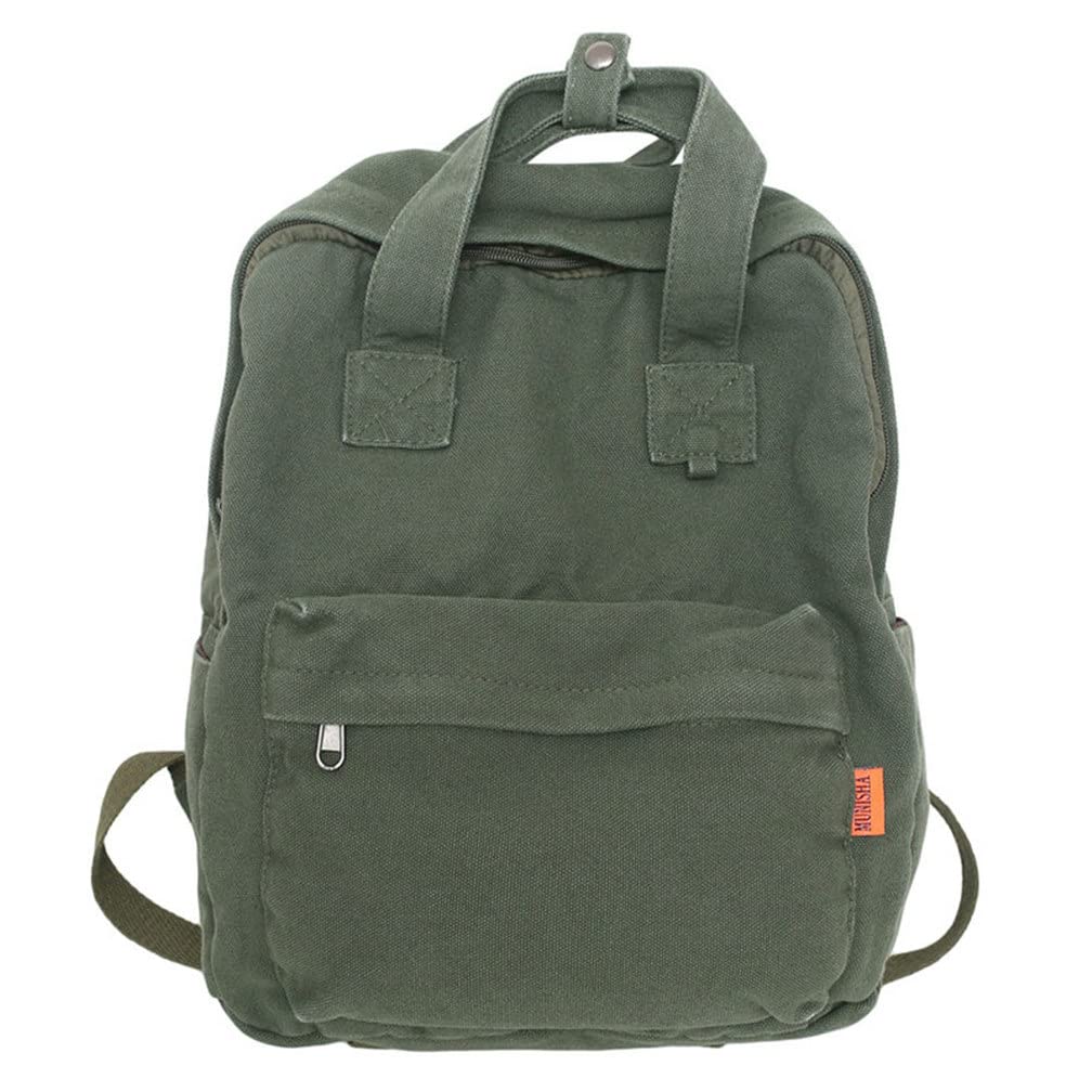 MaxxCloud Vintage Canvas Backpack Daypack Tote Satchel Hiking Knapsack Travel Backpack Handbag Purse Rucksack(583 Olive)