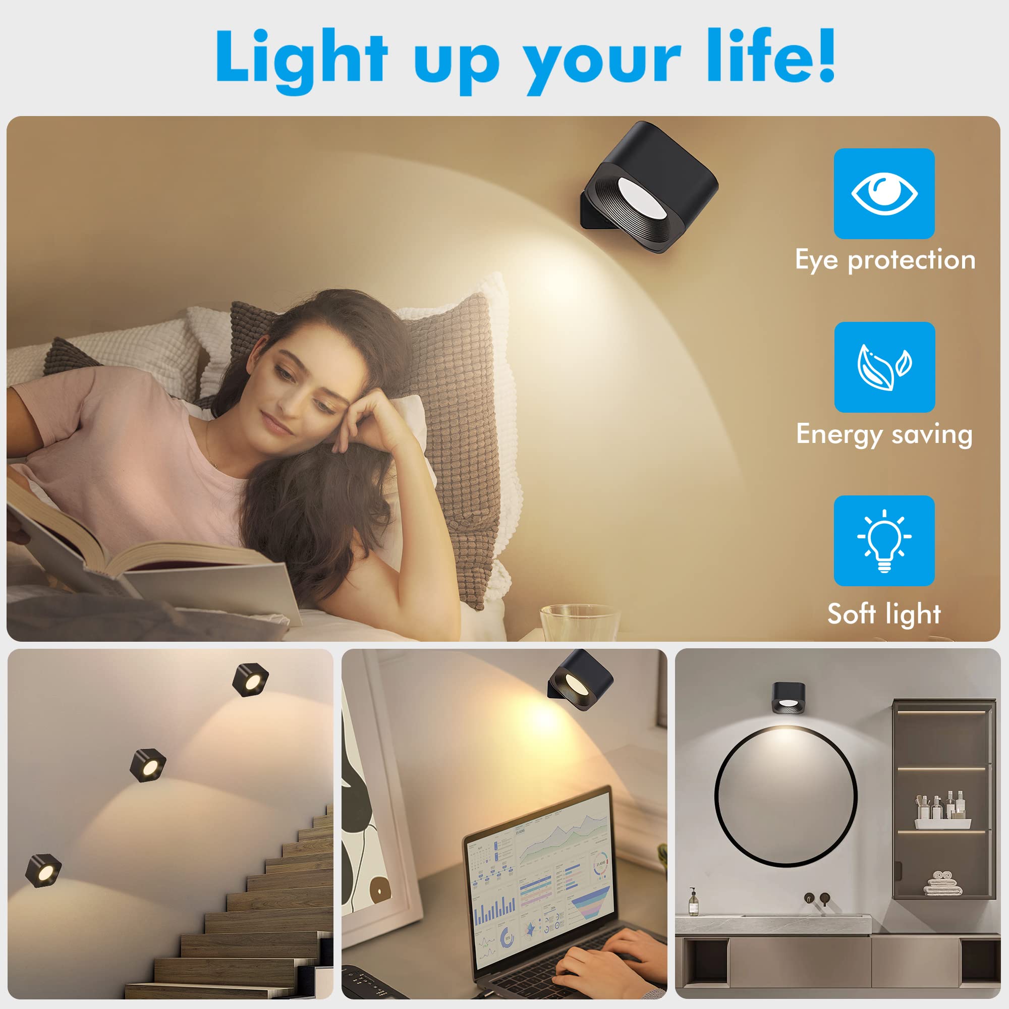 Bohun LED Wall Sconces Battery Operated with Remote and Touch Control Switch, Brightness Levels & 3 Color Temperatures, Magnetic Cordless Wireless Wall Mounted Lamp