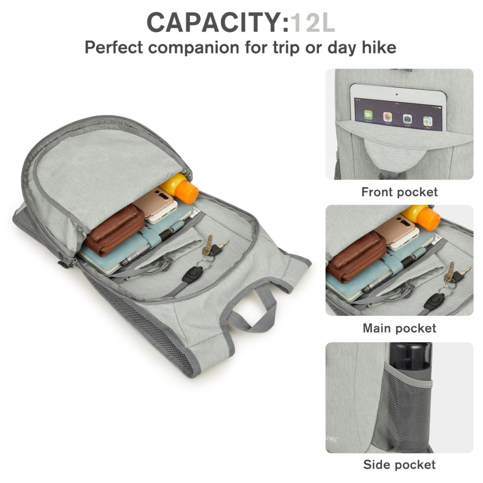 G4Free 12L Hiking Backpack, Lightweight Small Hiking Daypack for Outdoor Travel Mini Foldable Shoulder Bag