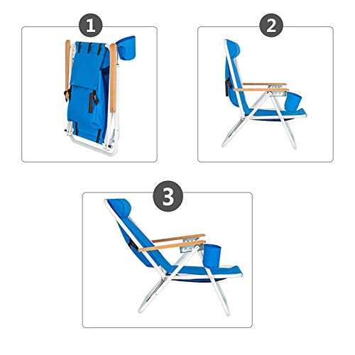 Kcelarec Folding Camping Chair,Portable Outdoor Chair Lightweight Folding Lounge Chair with Cup Holder, Adjustable Headrest