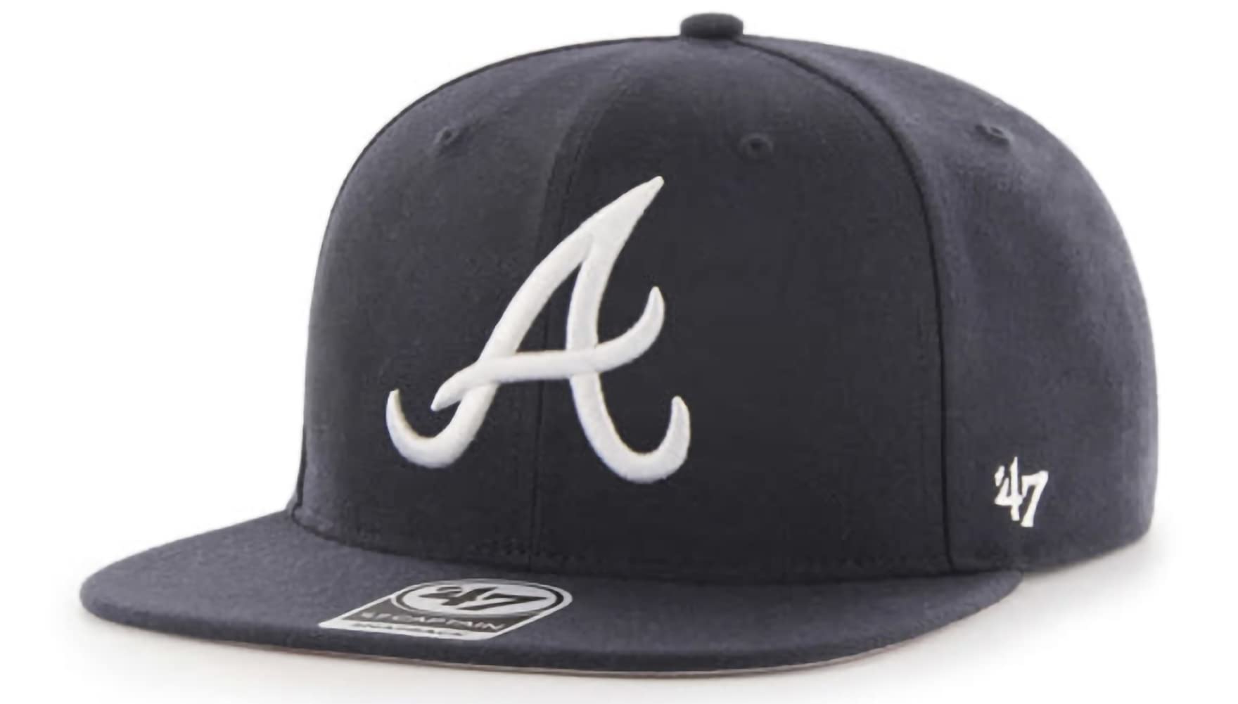'47 MLB Sure Shot Captain Hat Adjustable Structured 6-Panel Snapback Hat Cap, Adult One Size Fits All (as1, Alpha, one_Size, Atlanta Braves)