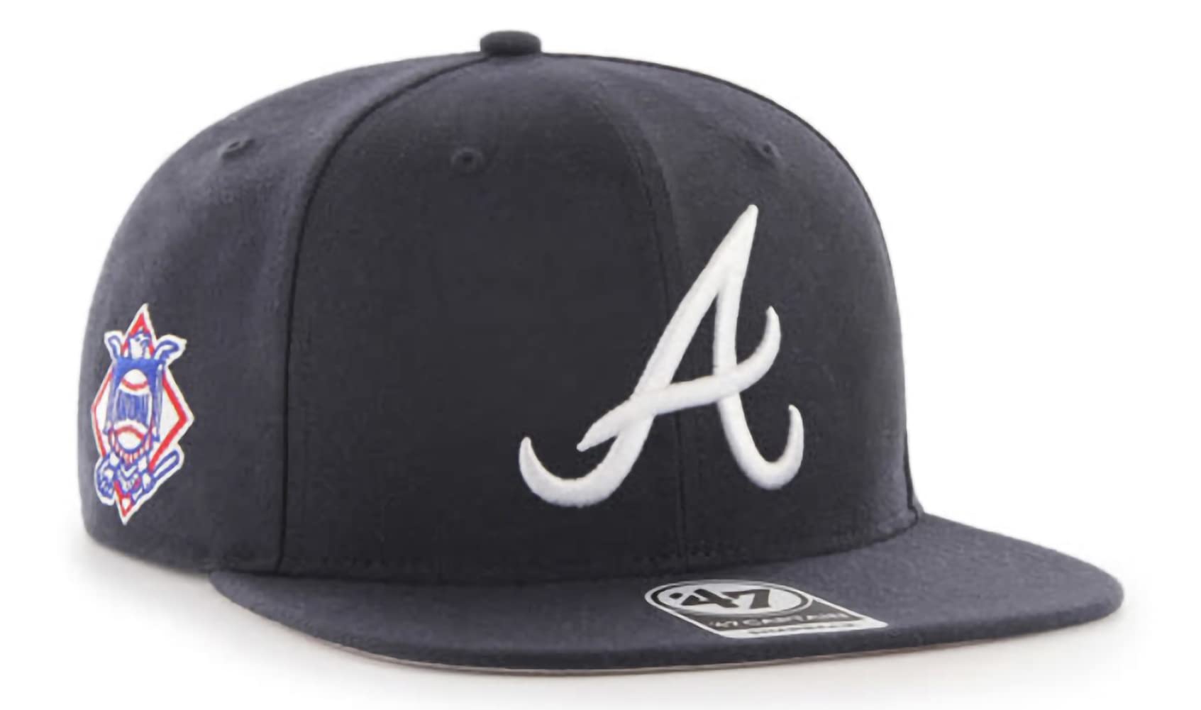 '47 MLB Sure Shot Captain Hat Adjustable Structured 6-Panel Snapback Hat Cap, Adult One Size Fits All (as1, Alpha, one_Size, Atlanta Braves)