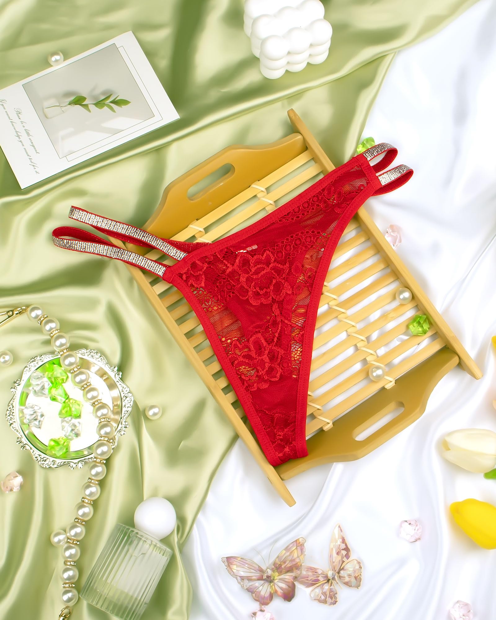 Banamic Women's Glitter Underwear Lace Sexy Breathable Underwear Panties