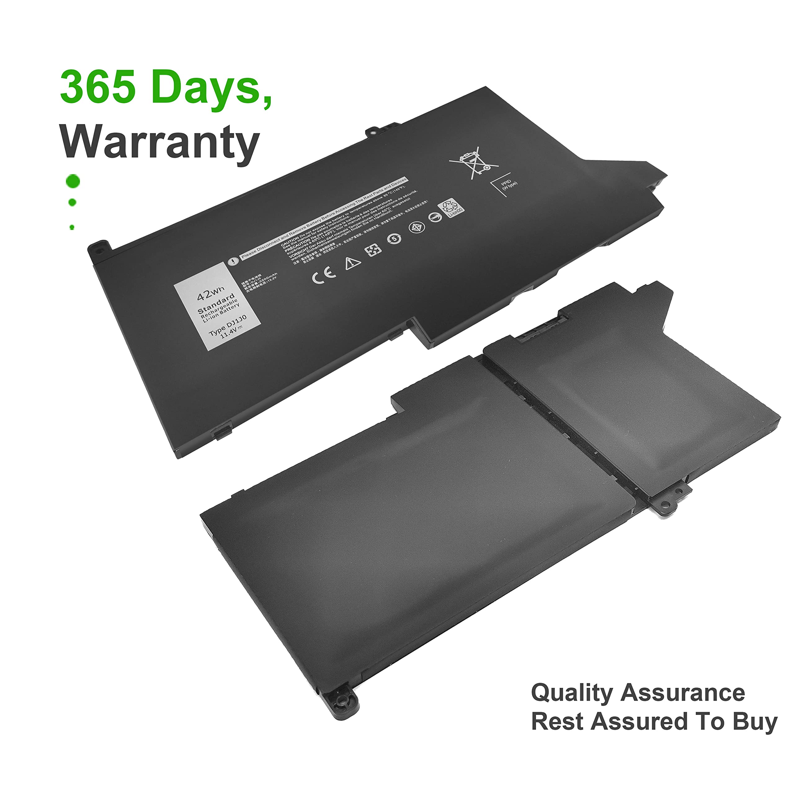 Shyarweyy 42Whr 11.4V Battery DJ1J0 for Dell Latitude 12 7280 E7280 7290 E7290 13 7380 E7380 7390 E7390 14 7480 E7480 7490 E7490 Series DJ1JO P28S P28S001 451-BBZL KHY0C K8X0T1 ONFOH PGFX4 C27RW