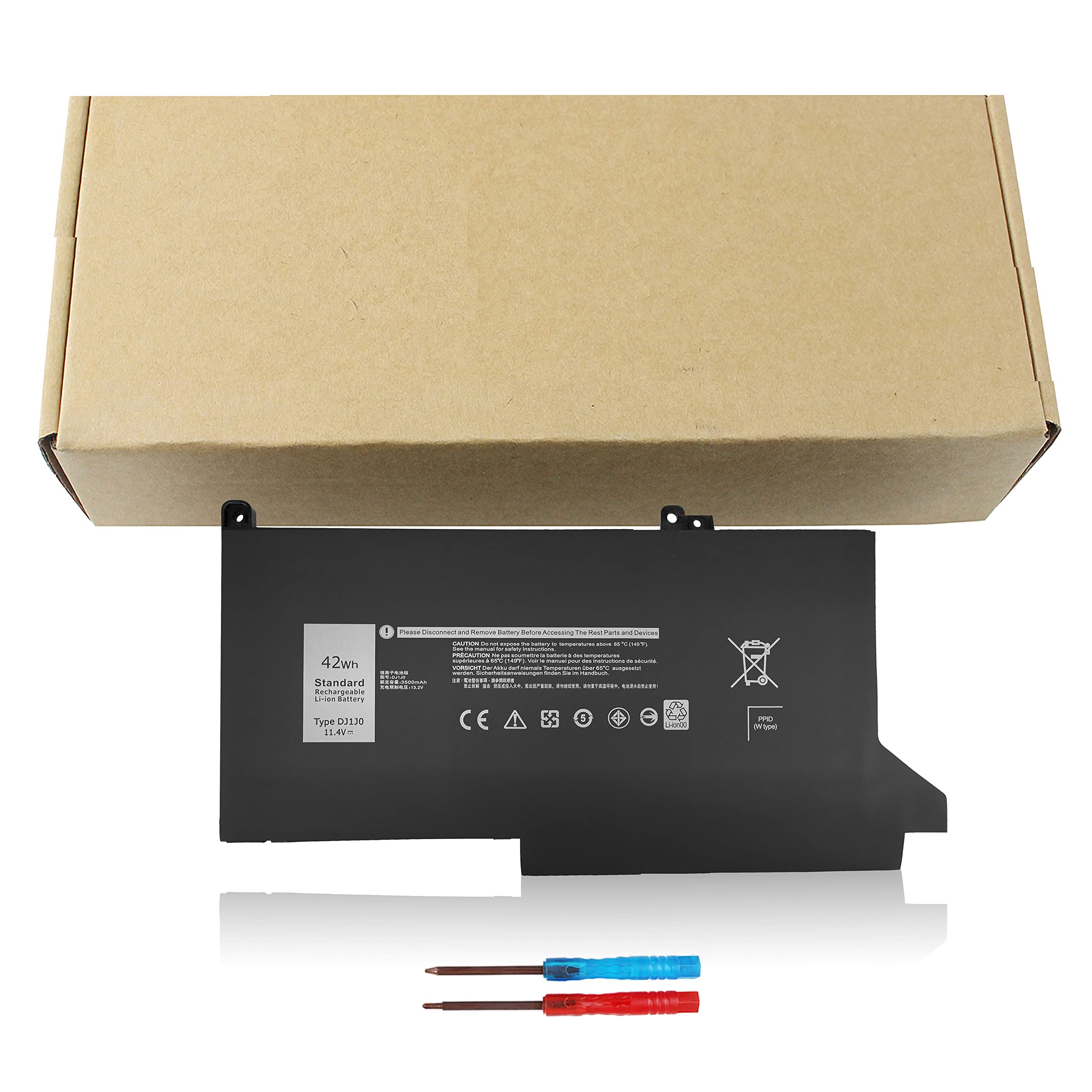 Shyarweyy 42Whr 11.4V Battery DJ1J0 for Dell Latitude 12 7280 E7280 7290 E7290 13 7380 E7380 7390 E7390 14 7480 E7480 7490 E7490 Series DJ1JO P28S P28S001 451-BBZL KHY0C K8X0T1 ONFOH PGFX4 C27RW