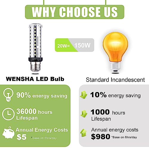 LED Light Bulb 100W Equivalent 1200 Lumen 6500K Warm White 12W LED Corn E26 Light Bulb Base Non-dimmable Ceiling Fan Corn Lighting for Home, Garage, Indoor High Brightness (Daylight White)