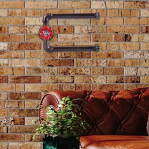 MENZOM Industrial Vintage Wall Mount Towel Rack - Industrial Tubular Paper Towel Rack, Heavy Duty Rustic Iron Pipe Design, Matte Black, with Hardware, for Bath Towels Towels(G)