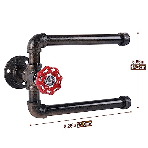 MENZOM Industrial Vintage Wall Mount Towel Rack - Industrial Tubular Paper Towel Rack, Heavy Duty Rustic Iron Pipe Design, Matte Black, with Hardware, for Bath Towels Towels(G)