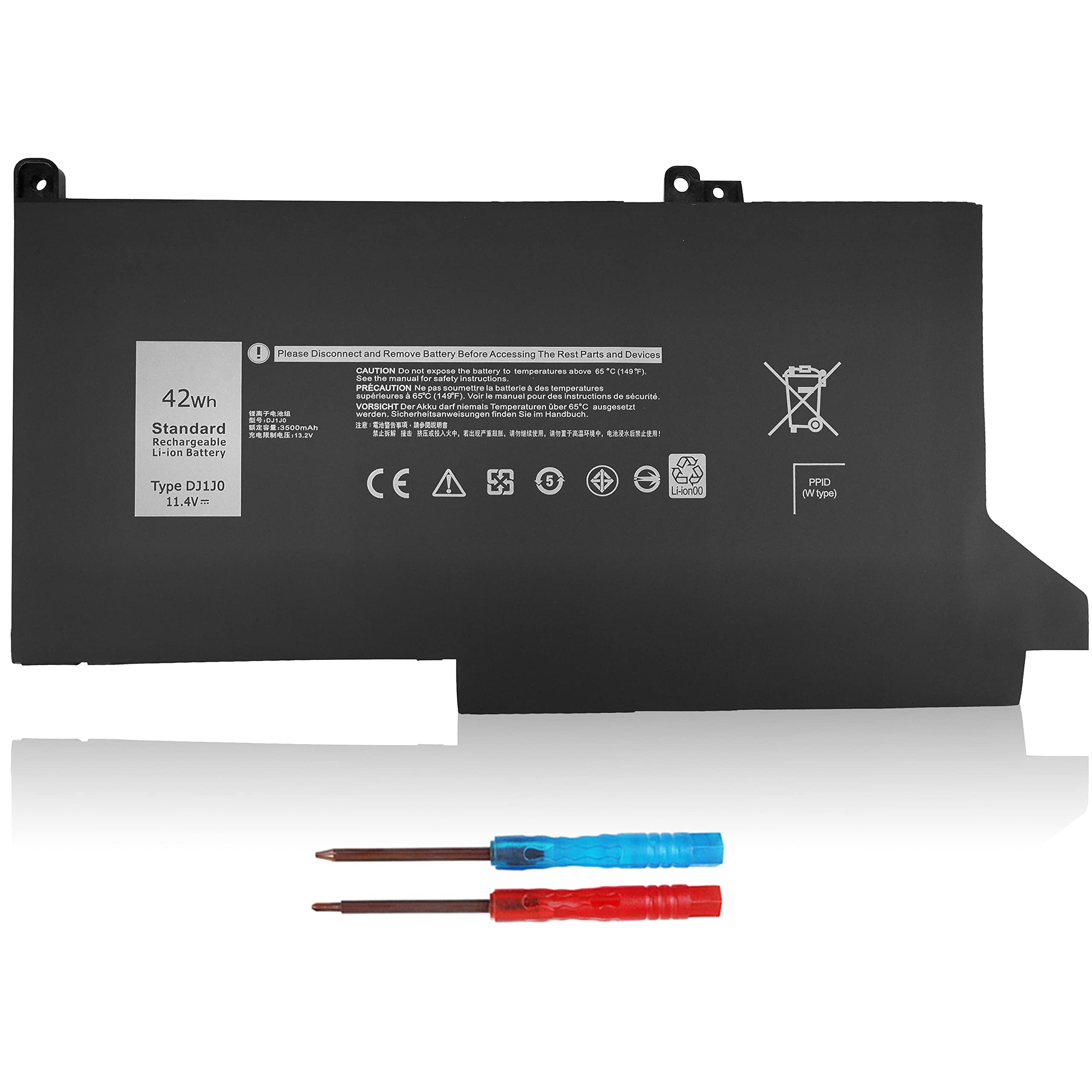 Shyarweyy 42Whr 11.4V Battery DJ1J0 for Dell Latitude 12 7280 E7280 7290 E7290 13 7380 E7380 7390 E7390 14 7480 E7480 7490 E7490 Series DJ1JO P28S P28S001 451-BBZL KHY0C K8X0T1 ONFOH PGFX4 C27RW