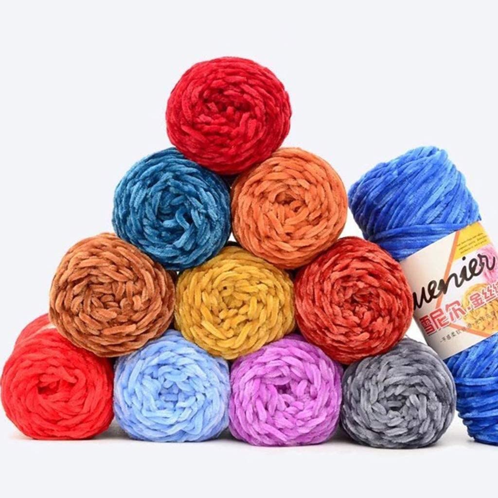 Gray Solid Color Hand Woven Thick Crochet Thread Chenille Velvet Yarn Soft Wrapping for Craft Scarves Sports Blankets 100g