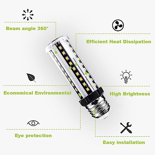 LED Light Bulb 100W Equivalent 1200 Lumen 6500K Warm White 12W LED Corn E26 Light Bulb Base Non-dimmable Ceiling Fan Corn Lighting for Home, Garage, Indoor High Brightness (Daylight White)
