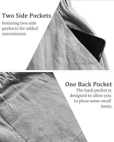 YAOBAOLE Mens Lounge Pants Lightweight Baggy Linen Pants Elastic Waistband Light Grey M