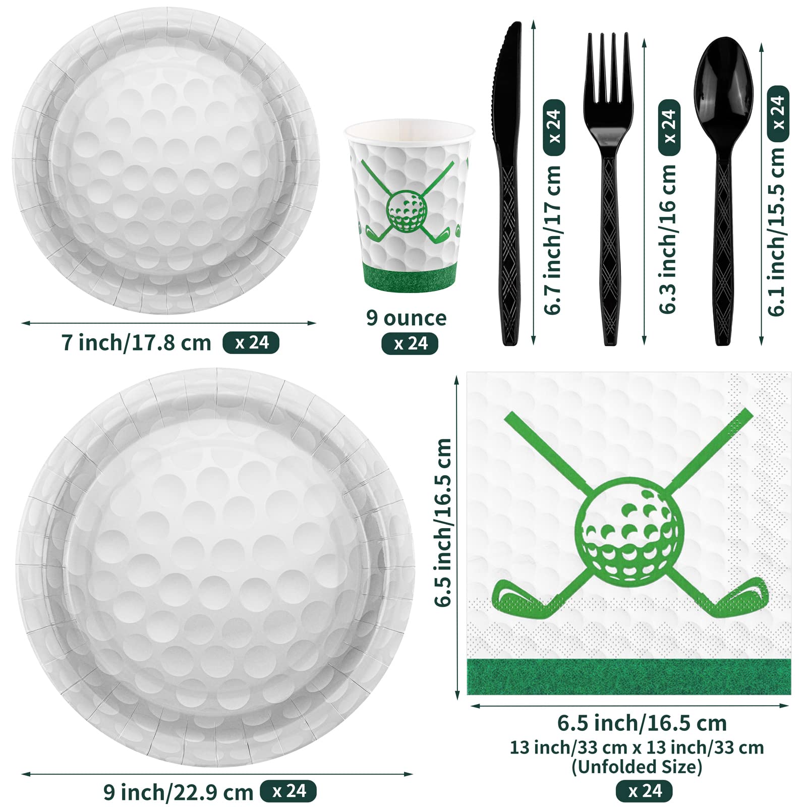 durony 168 Pieces Golf Party Decorations Including Golf Paper Plates Napkins and Cups Disposable Tableware Set for Golf Sports Theme Party Supplies Serve 24 Guests
