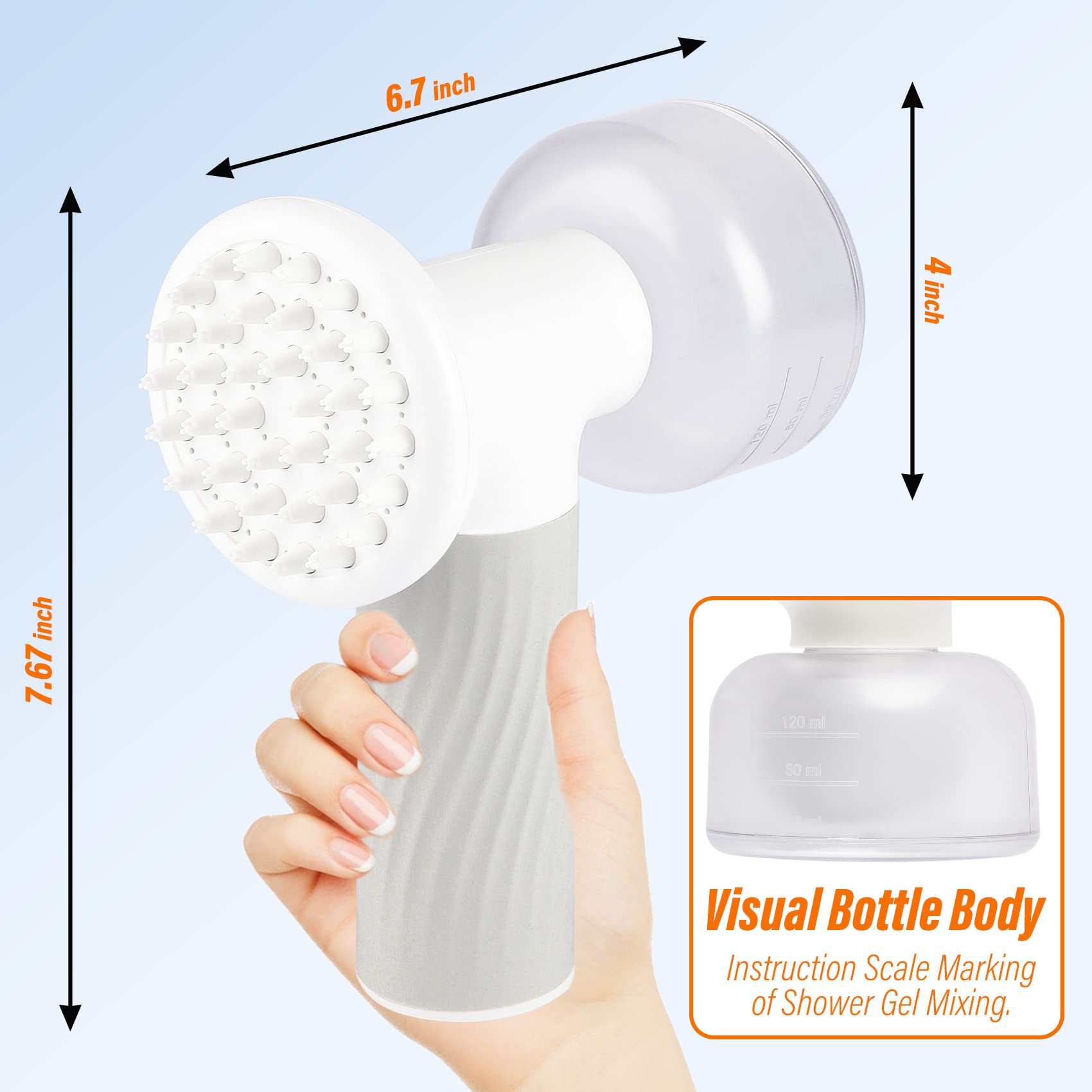 Automatic Foaming Soap Dispenser Dog Brush, 2 in 1 Pet Bubble Bath Brush, One-click Bubble Dog Bath Brush Scrubber for Pets Deeper Cleansing, Dog Shampoo Brush with Soap Dispenser Saves Shower Gel