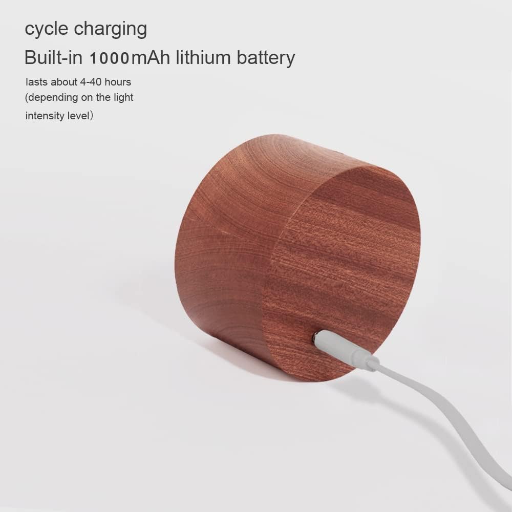 Wooden Magnetic Wall Sconce,Wireless Led Wall Mounted Reading Lights USB Rechargeable Light Stepless Dimming Night Lights Magnetic Cabinet Light,Lamps for Kid Study Bedside (Sapele)