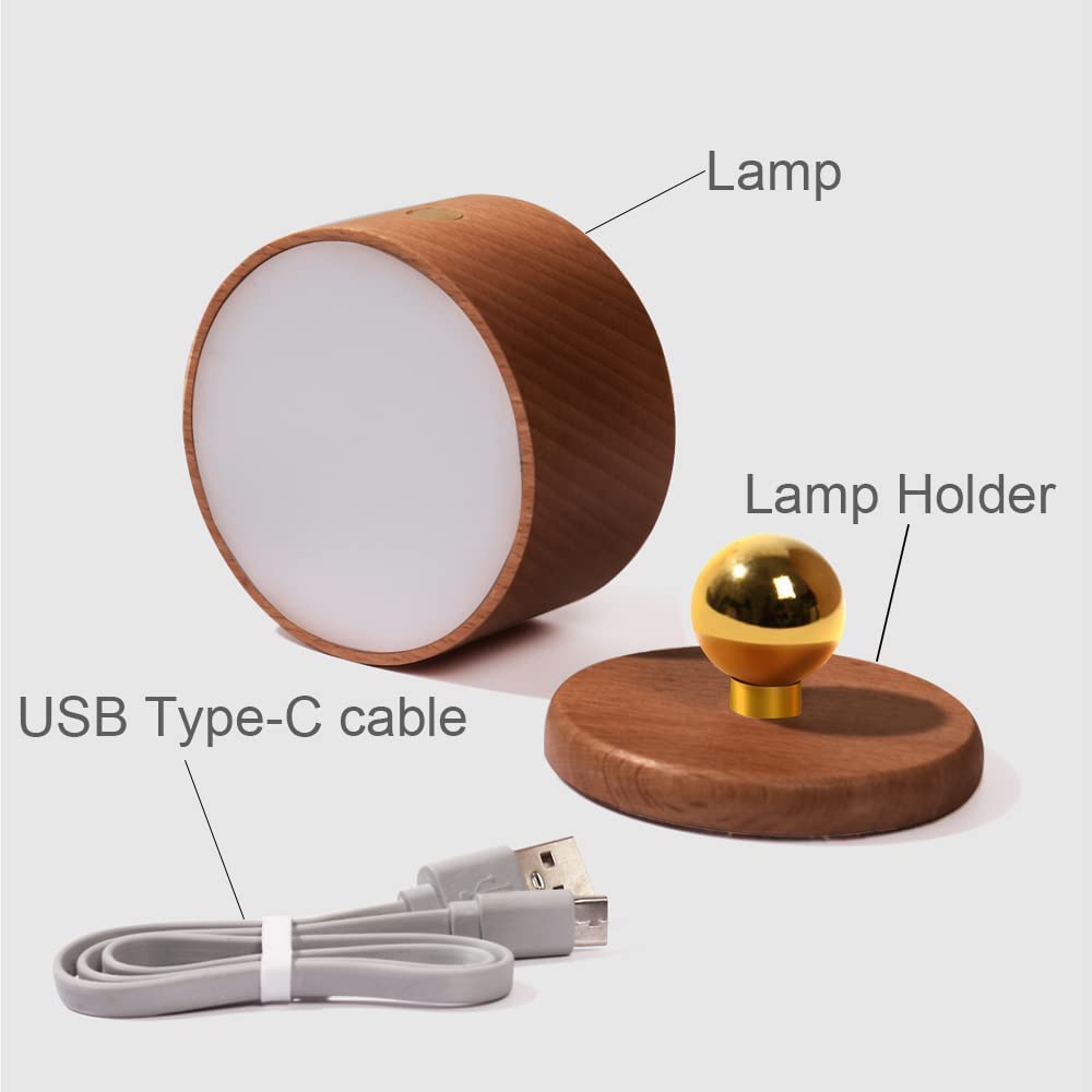 Wooden Magnetic Wall Sconce,Wireless Led Wall Mounted Reading Lights USB Rechargeable Light Stepless Dimming Night Lights Magnetic Cabinet Light,Lamps for Kid Study Bedside (Sapele)
