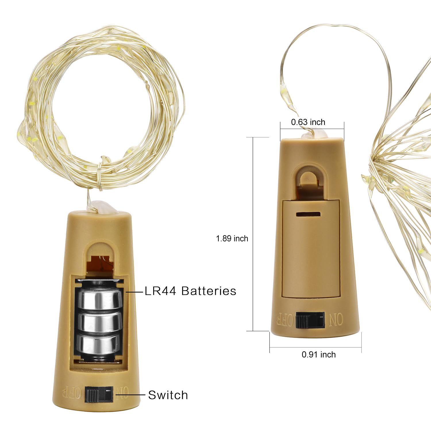 osteplus Wine Bottle Lights with Cork, 6 Pack Mini Fairy String Lights Battery Operated with 6 Replacement Batteries, Party Decoration for Wedding Christmas Halloween Bar Mason Jar - Warm White