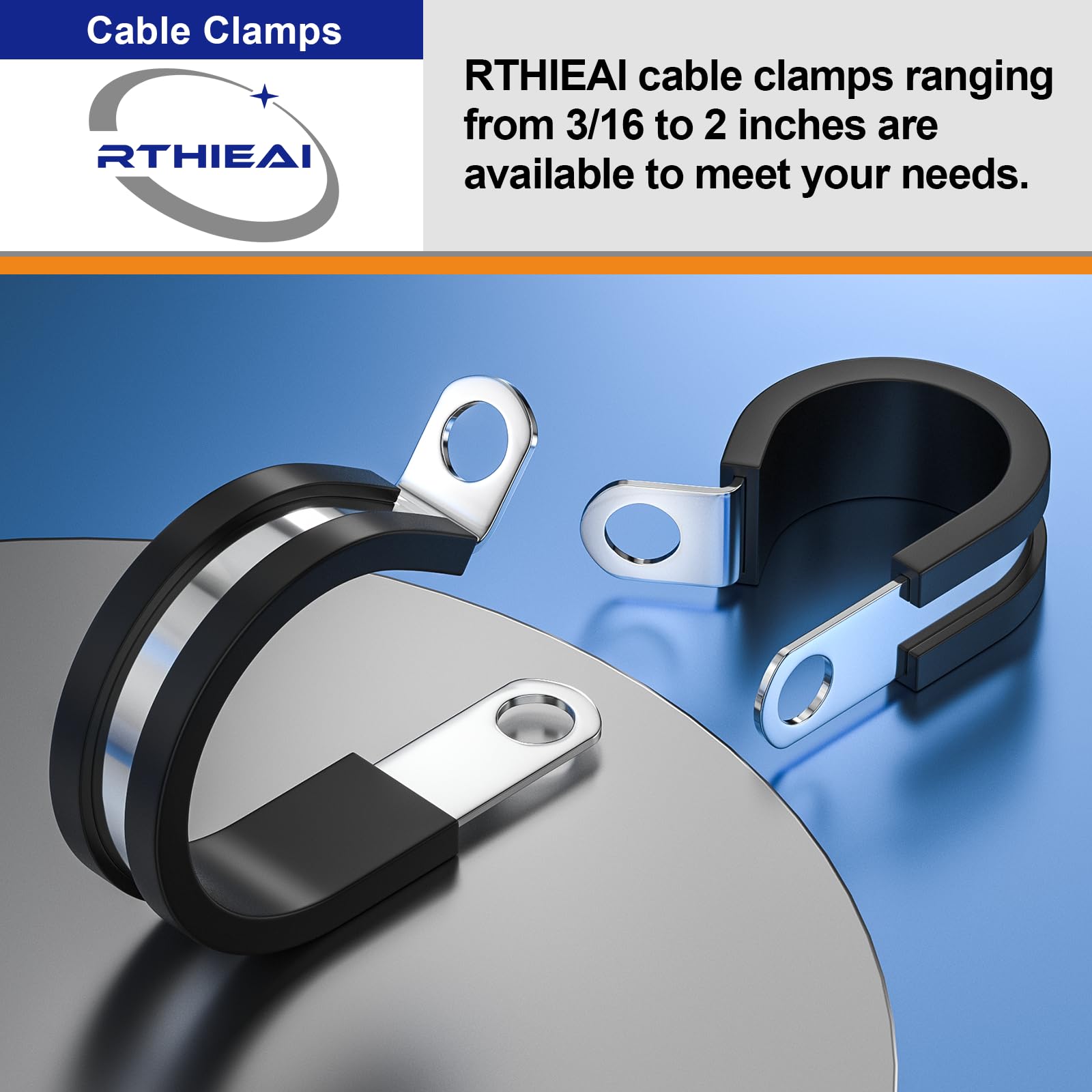 50 PCS 1/2 Inch Cable Clamps, 304 Stainless Steel Cable Clamps, Insulated Clamp, Hose Clamp, Pipe Clamp, Sturdy Clamp, and Wire Clamp by RTHIEAI