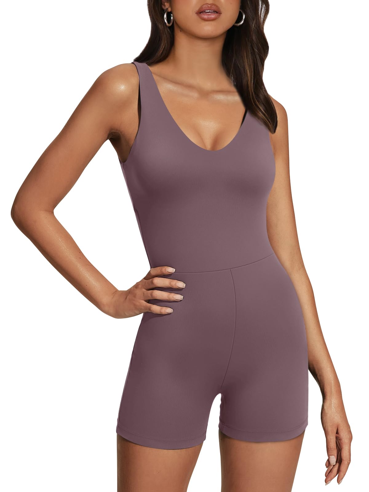 AUTOMET Womens Jumpsuits Bodysuit Rompers Workout One Piece Yoga Summer Athletic Active Sleeveless Shorts Outfits