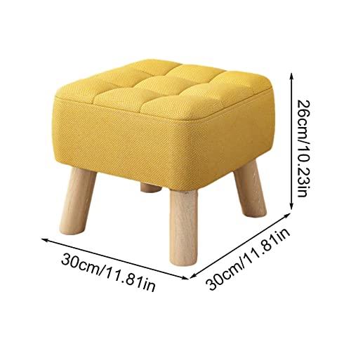 BAABJI Low Stool - Solid Living Room Stool | Wood Milking Stool Widely Use for Building Blocks Reading Books and Drawing Painting Makeup Footstool,Yellow
