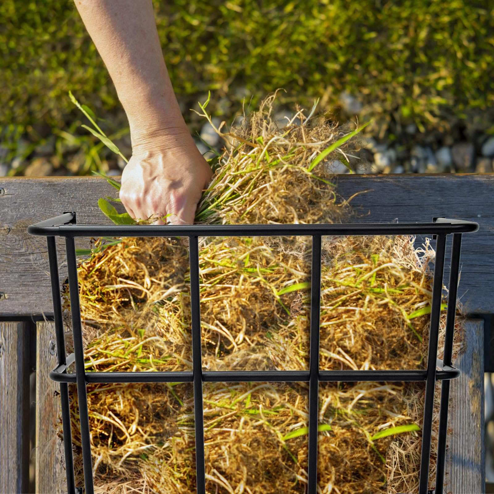TMEE Hay Feeder Goat Rack Horse Sheep Wall Mount Feeder Heavy Duty Galvanized Steel Hay Basket for Cattle Cows Livestock in Farm