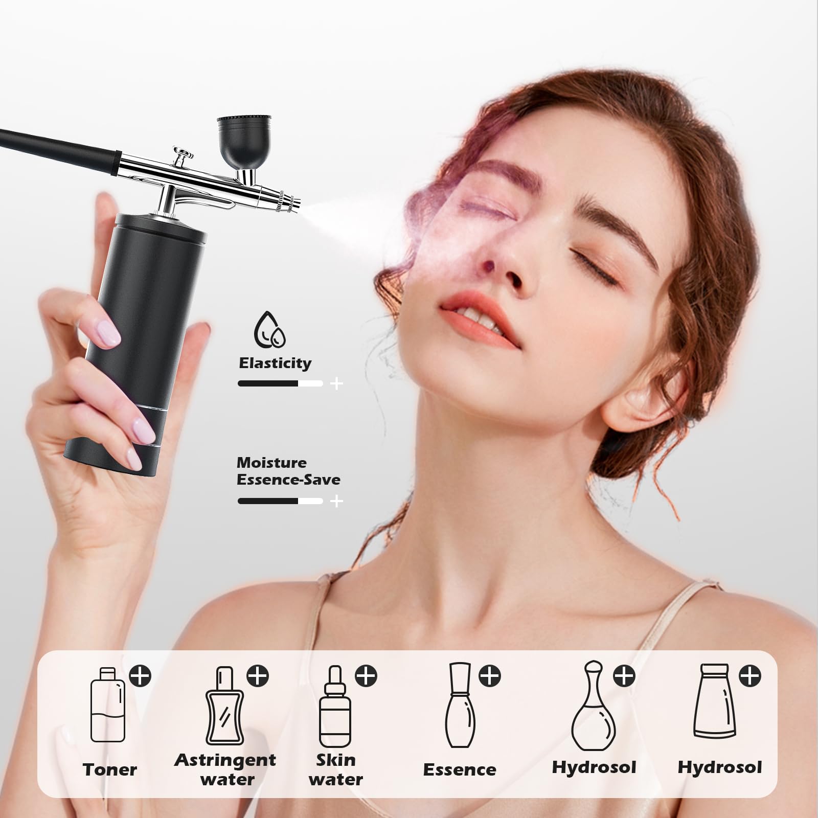 Airbrush-Kit Rechargeable Cordless Airbrush Compressor - Auto Handheld Airbrush Gun, Airbrush Set Portable Wireless Air Brush for Nail Art, Barber, Cake Decor, Makeup, Model Painting (Dark Night)