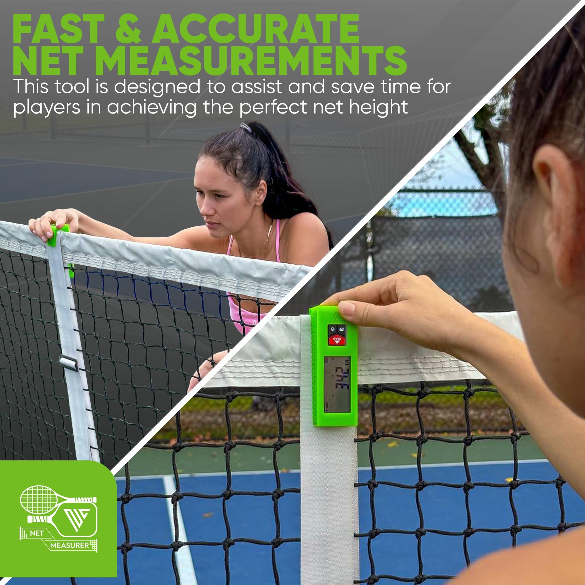 NetMeasurer: Net Height Laser Measuring Tool - Laser Measure for Pickleball and Tennis Nets, Accessories, Equipment for Training and Practice, Class 2 Laser Precision Digital Measurement Tool