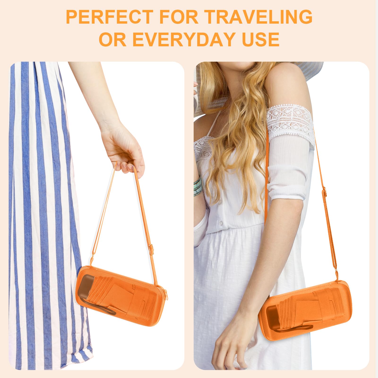 LEAGERA Compact Travel Umbrella with Case - Mini Umbrella for Purse, Small Lightweight &Tiny Umbrellas Design Perfect for Parasol Outdoor Sun&Rain,Orange