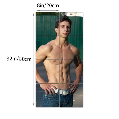 LTENG Frameless Glass Mirrors, Full Length Mirror Tiles 8PCS (8" X 8"),Large Wall for Gym,Bedroom,Door,Bathroom