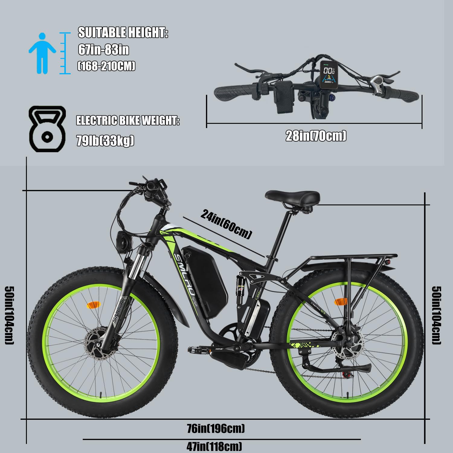 Lanshanchu (US in Stock V3 Plus Electric Bicycle 2000W Dual Motor Ebike 48V 22.4Ah Mountain Snow E Bike 35MPH Electric Bicycle 26" Fat Tire 7 Speed MTB for Trail Riding Excursion Commute