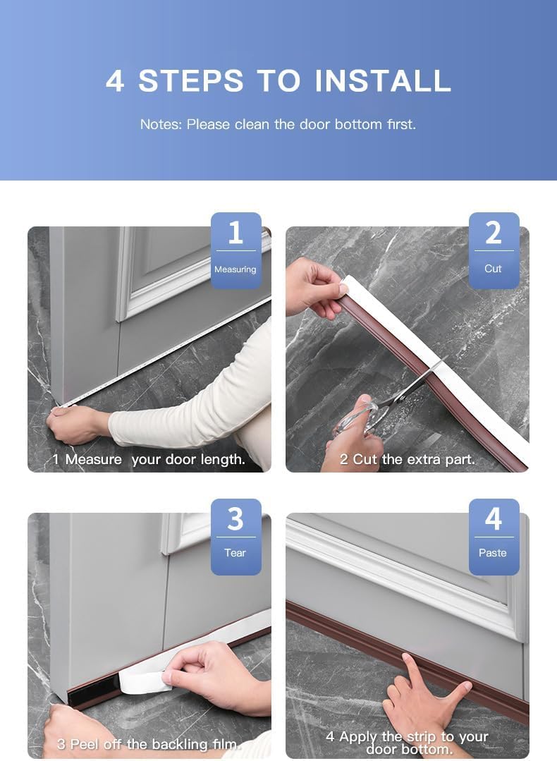 Eweniar Door Draft Stopper for Bottom of Door PVC Weather Stripping Keep Cold Air Out