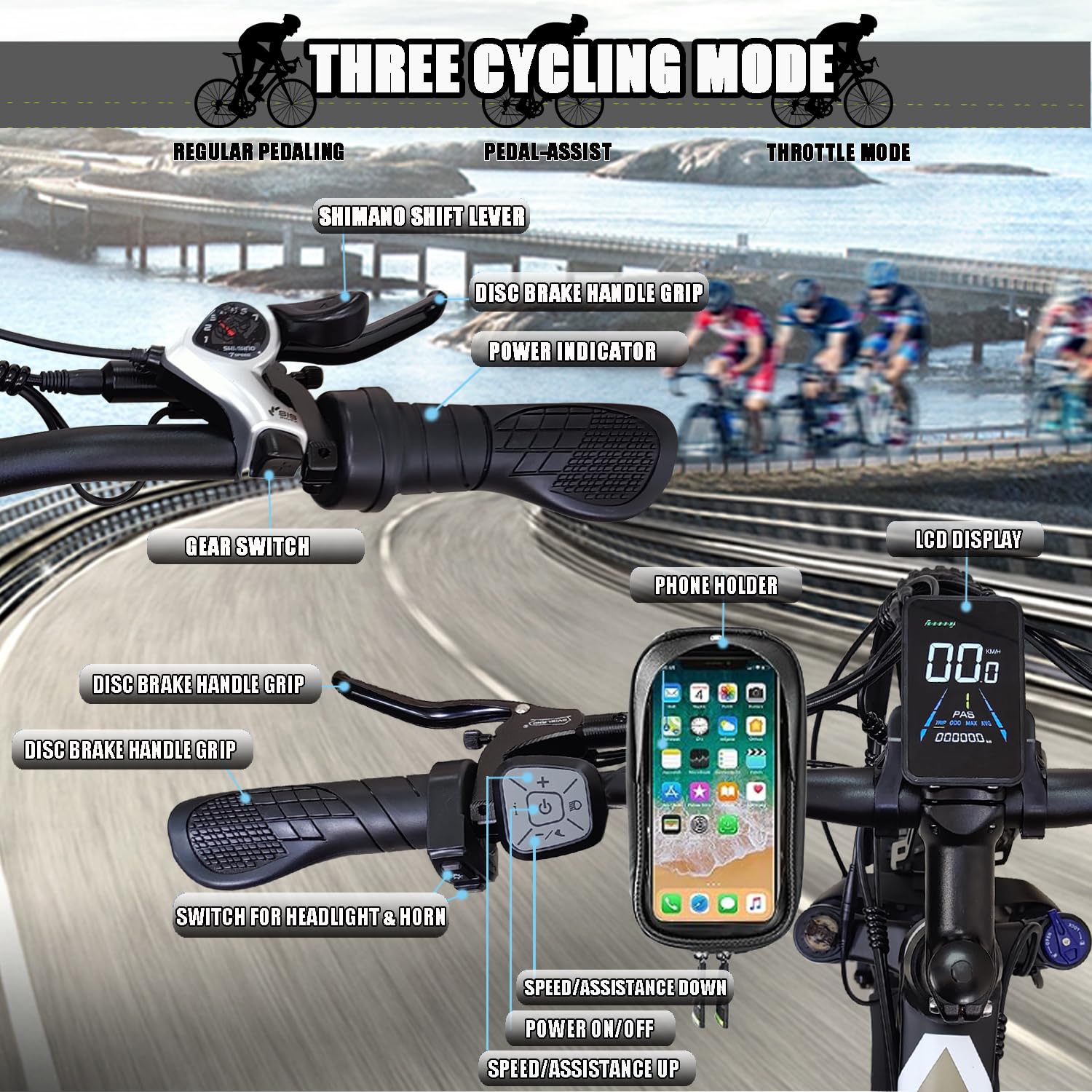 Lanshanchu (US in Stock V3 Plus Electric Bicycle 2000W Dual Motor Ebike 48V 22.4Ah Mountain Snow E Bike 35MPH Electric Bicycle 26" Fat Tire 7 Speed MTB for Trail Riding Excursion Commute