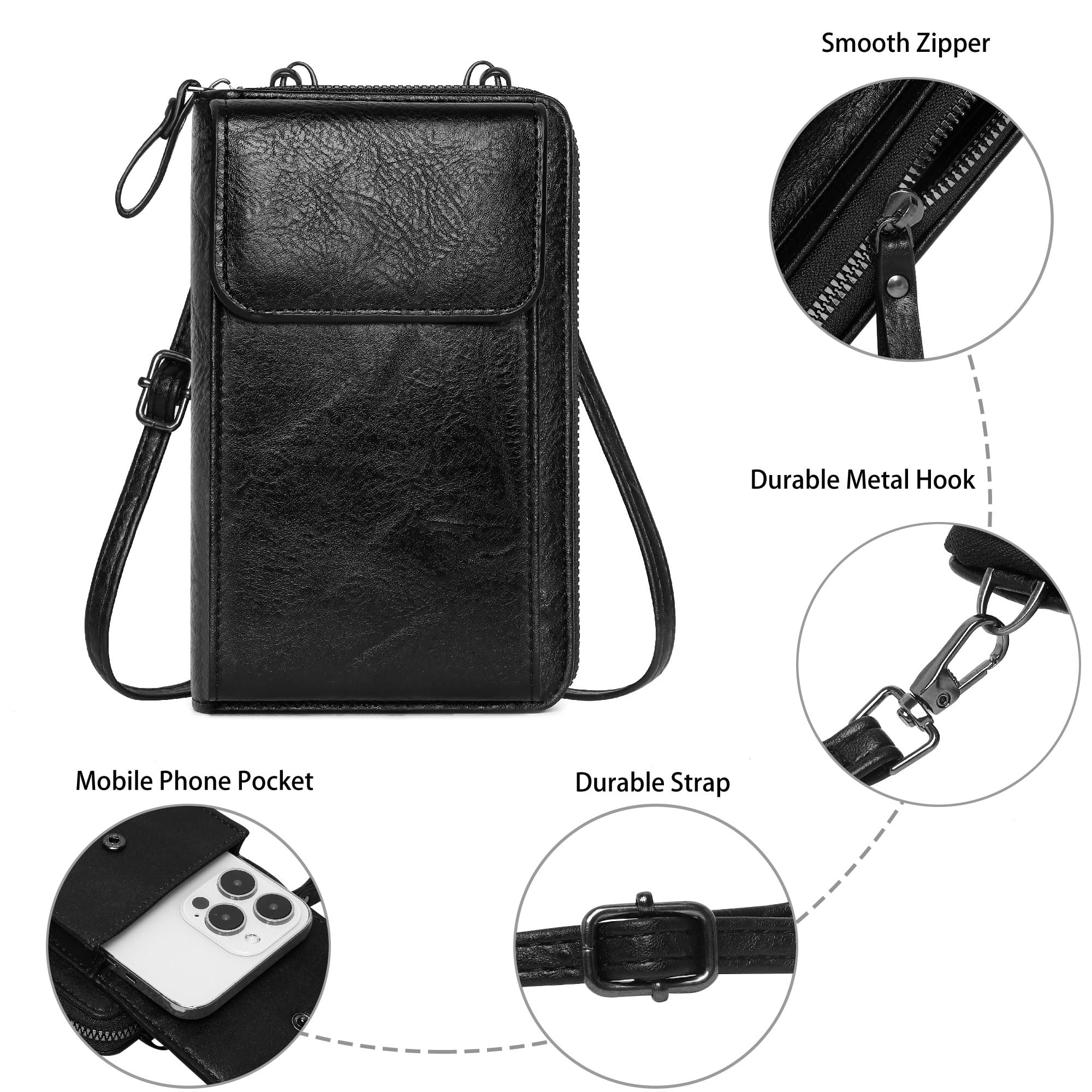 Badiya Small Crossbody Bag for Women, Cell Phone Purse Wallet, Vintage Shoulder Handbags with Credit Card Slots