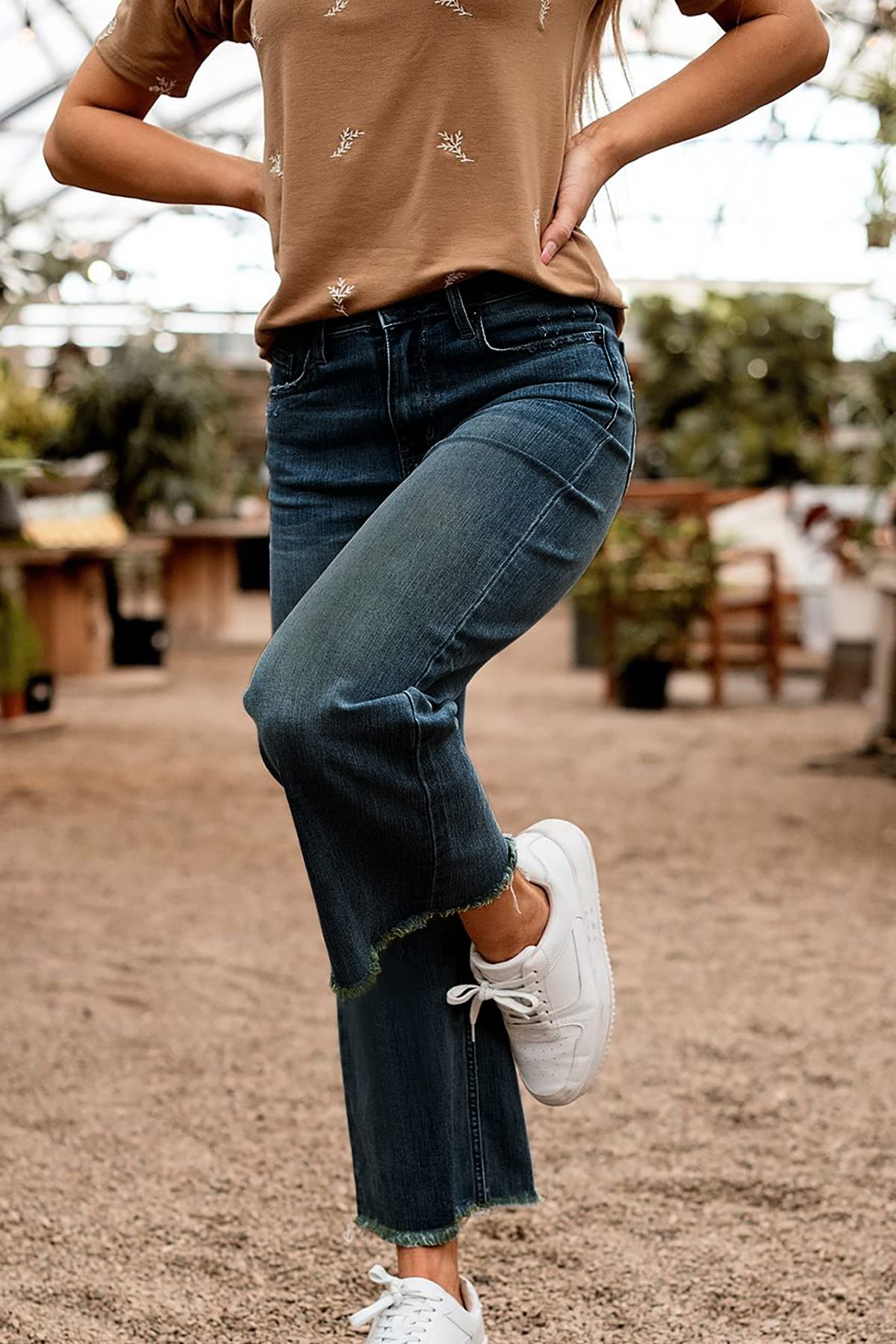 PEIHOT Mid Waisted Wide Leg Jeans for Women 90S Jeans Mid Rise Pull On Jeans Straight Leg Loose Fit Denim Pants Dark Blue