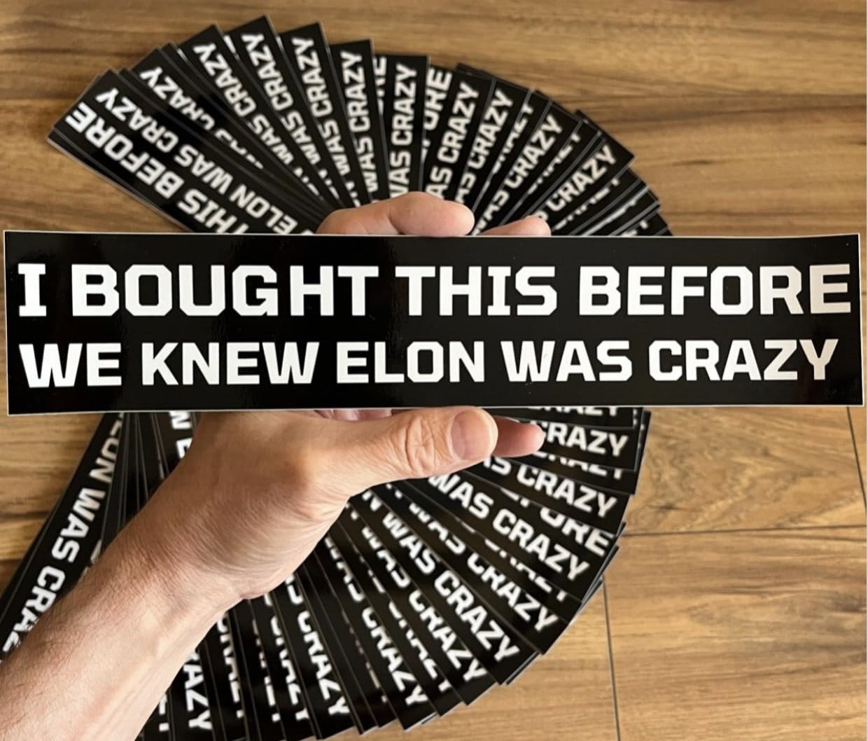 Tesla Bumper Sticker - I Bought This Before We Knew Elon was Crazy! Original Viral Sticker Tesla Owner Regret Decal Accessories Elon Musk - Funny Bumper Sticker Elon Regret! Model X Y 3 S Vinyl