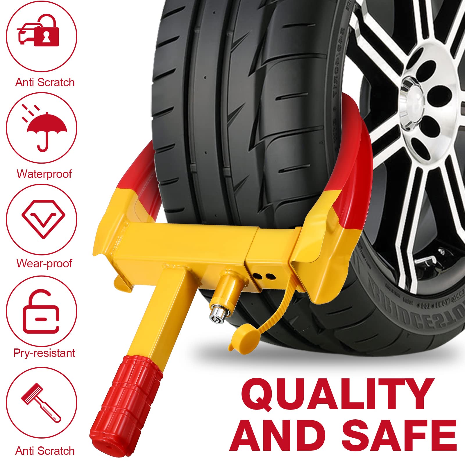 Aoriher Wheel Lock for Cars, Heavy Duty Trailer Wheel Lock Universal Security Anti Theft Tire Clamp for Vehicles Boot Camper SUV ATV Boat Motorcycle Golf Cart Deterrent (6 Pcs)