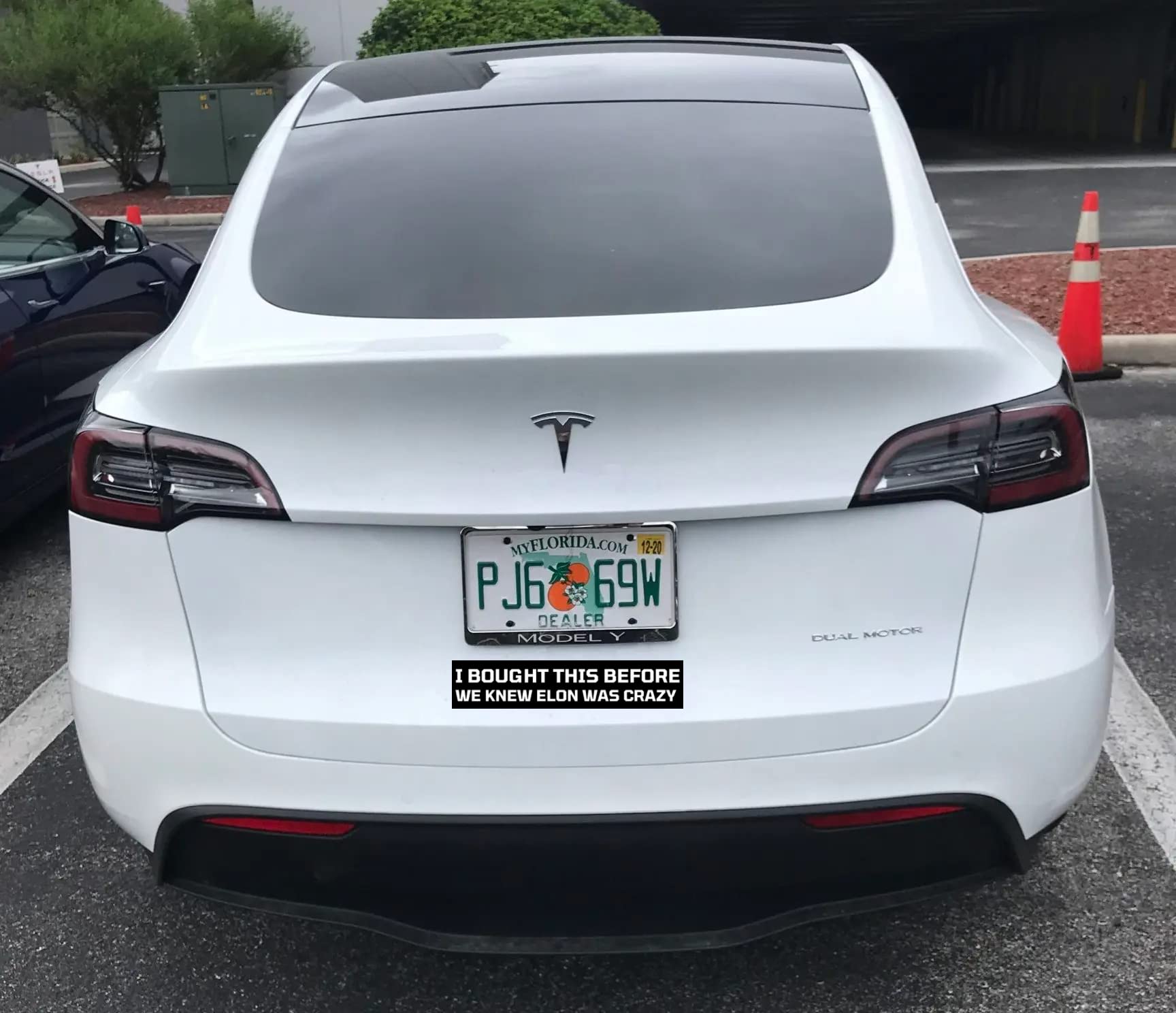 Tesla Bumper Sticker - I Bought This Before We Knew Elon was Crazy! Original Viral Sticker Tesla Owner Regret Decal Accessories Elon Musk - Funny Bumper Sticker Elon Regret! Model X Y 3 S Vinyl