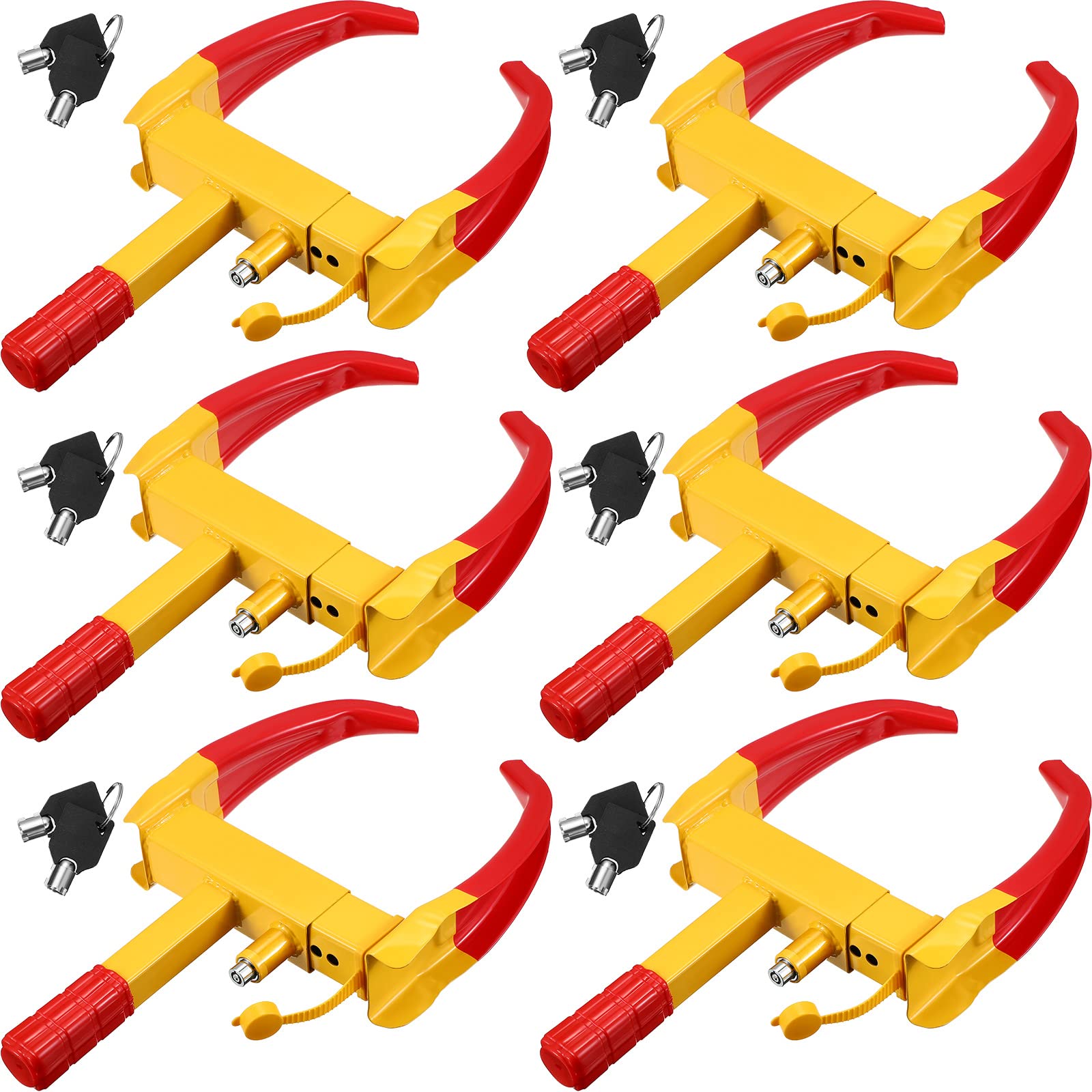 Aoriher Wheel Lock for Cars, Heavy Duty Trailer Wheel Lock Universal Security Anti Theft Tire Clamp for Vehicles Boot Camper SUV ATV Boat Motorcycle Golf Cart Deterrent (6 Pcs)