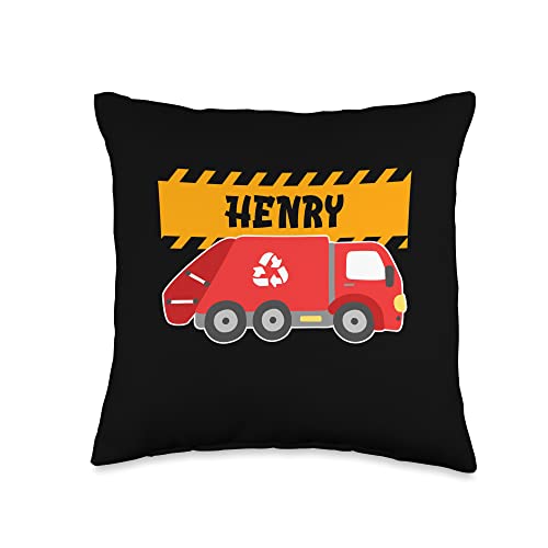 Waste Collector Dump Trash Recycling Lover Henry Trash Kids Collector Ecologist Garbage Truck Throw Pillow, 16x16, Multicolor